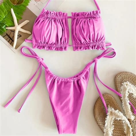 Swim Neon Pink Scrunch Bikini Poshmark