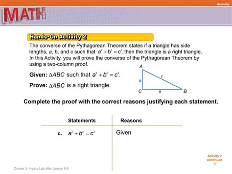 8 Inquiry Lab Proofs About The Pythagorean Theorem Ppt