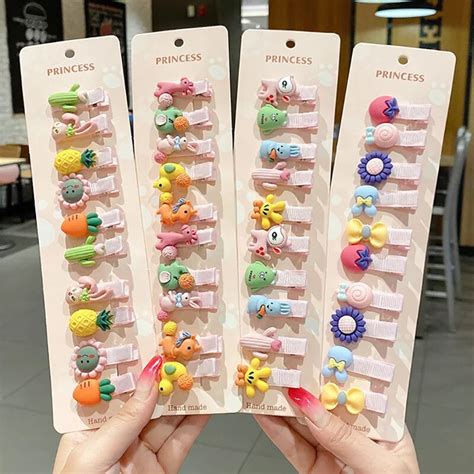 어린이 머리핀 과일 헤어 클립 아기 사이드 앞머리 클립 귀여운 소녀 머리 장식 헤어 액세서리 아기 활 10 개 2023 신제품