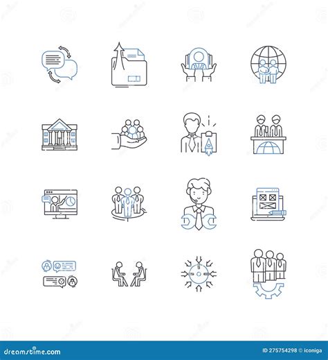 Collaborative Teamwork Line Icons Collection Collaboration Unity Partnership Cooperation