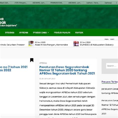 Gambar 4 Dasboard Pengelolaan Sistem Informasi Desa Sumber Aplikasi Download Scientific