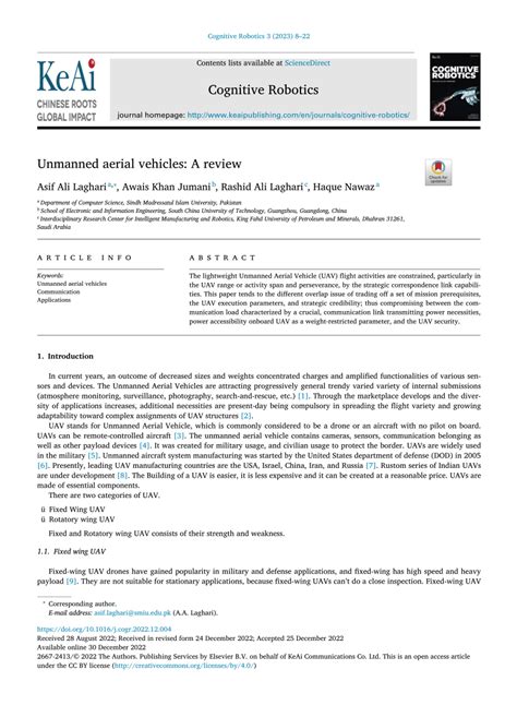 PDF Unmanned Aerial Vehicles A Review