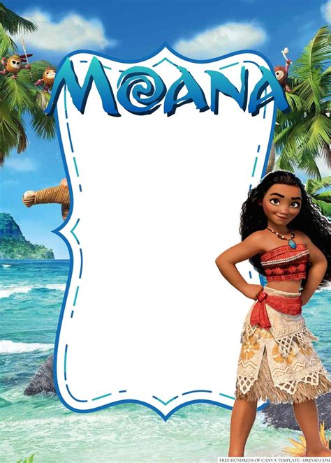 16 Moana Canva Birthday Invitation Templates Birthday Invitations