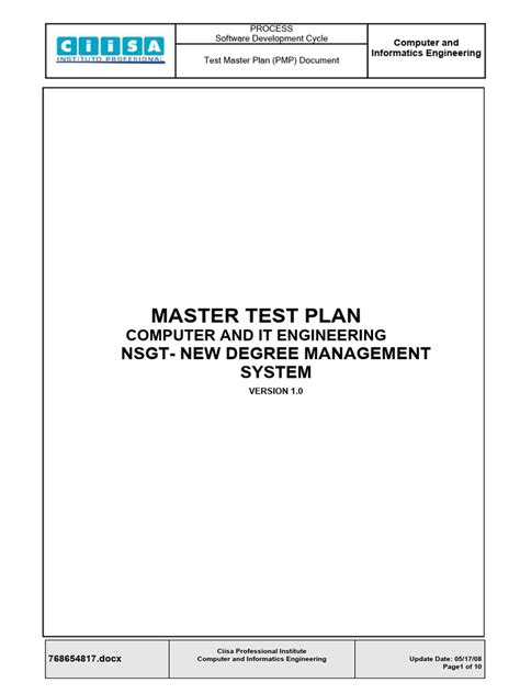 Test Plan Example Pdf Systems Engineering Computer Science