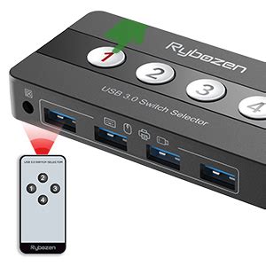 Rybozen USB Switch Ports For PC Inputs Outputs USB Switch For Printer Keyboard Mouse