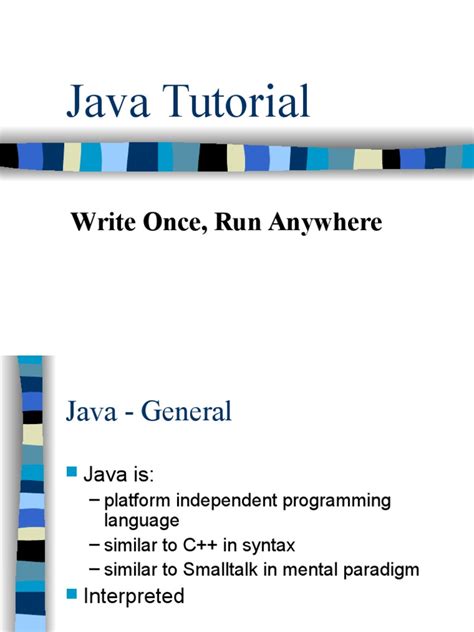 Java Tutorial Write Once Run Anywhere Pdf Java Programming Language Method Computer