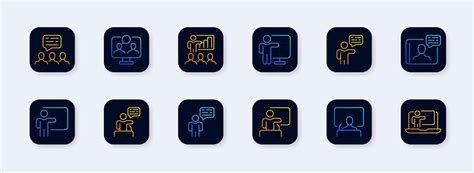 Premium Vector Working Communication Set Icon Online Conference