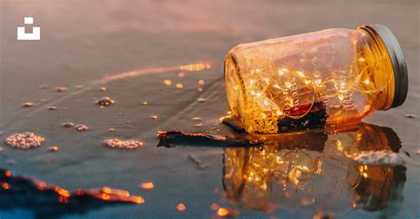 Clear Glass Mason Jar On Beach During Sunset Photo Free Light Image