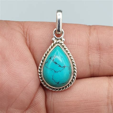 925 Sterling Zilveren Hanger Druppelvormige Turkoois