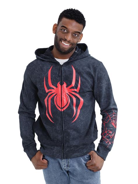 Marvel Spider Man Adult Men Or Women Cosplay Fleece Zip Up Hoodie Miles