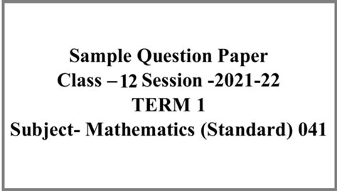 Class 12 Maths Sample Question Paper Cbse Exam 2021 22 Important