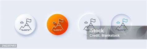 산 깃발 선 아이콘입니다 목표 챌린지 표시입니다 선 아이콘 벡터 3차원 형태에 대한 스톡 벡터 아트 및 기타 이미지 3차원 형태 고급 기 Istock