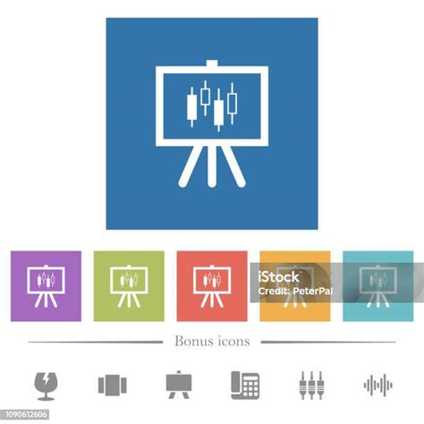 프레 젠 테이 션 테이블 평방 배경에서 촛대 차트 평면 흰색 아이콘 교습에 대한 스톡 벡터 아트 및 기타 이미지 교습 교육 구매 Istock