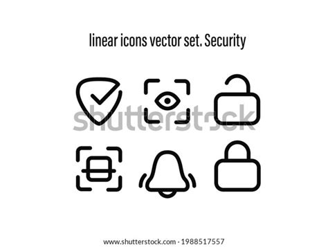 Linear Icons Vector Set Security Stock Vector Royalty Free 1988517557
