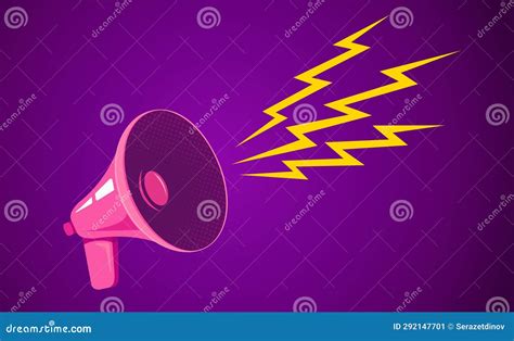 Retro Megaphone On Purple Background Loudspeaker Stock Vector