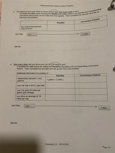 Using Conversion Factors To Solve Problems Pre Lab