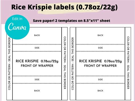Diy Rice Krispies Templatepersonalized Rice Krispy Treat Label