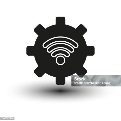 기어가 있는 Wifi 연결 신호 아이콘입니다 벡터 일러스트 레이 션입니다 주당순이익 10 0명에 대한 스톡 벡터 아트 및 기타 이미지 Istock