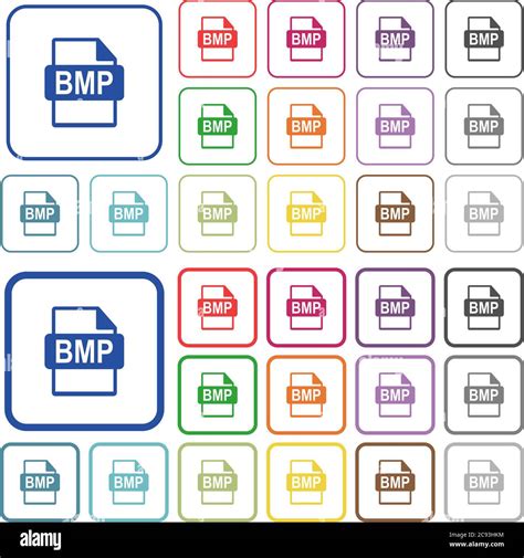Bmp File Format Color Flat Icons In Rounded Square Frames Thin And