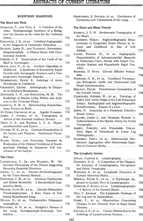 Abstracts Of Current Literatureradiology