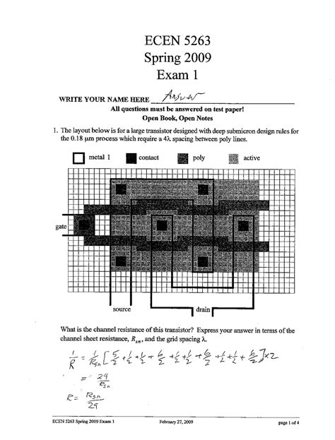 Solution Of Exam 1 Vlsi Digital System Design Ecen 5263 Docsity
