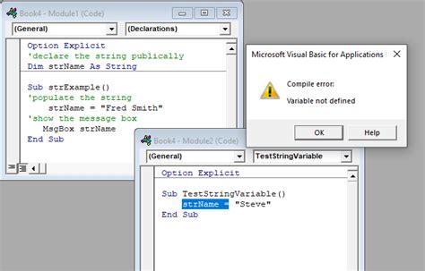vba string data type dim variable auto vba