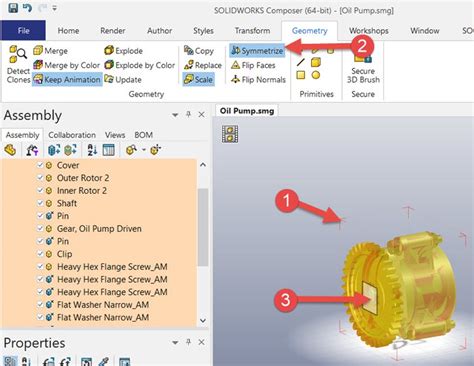 Mirror Parts With Symmetrize In Solidworks Composer Goengineer