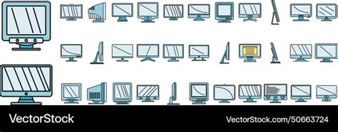 Monitor Icons Set Color Royalty Free Vector Image