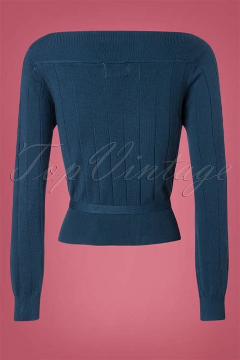 60s Violetta Knitted Top In Blue
