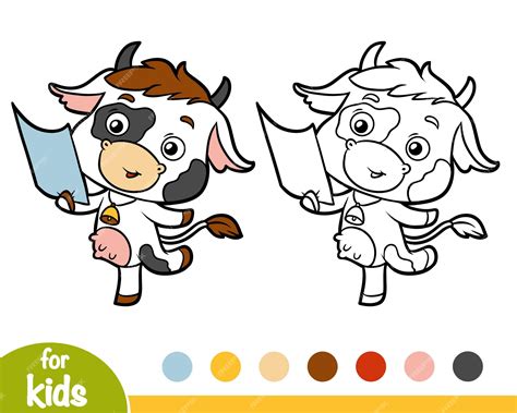 어린이를 위한 색칠하기 책 암소 프리미엄 벡터