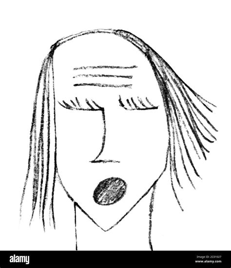 Dessin Au Crayon Femme Visage Banque D Images Noir Et Blanc Alamy