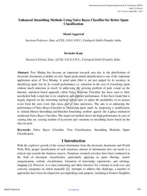 pdf enhanced smoothing methods using naïve bayes classifier for