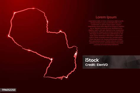 윤곽 빨간색 브러시 라인에서 파라과이지도는 어두운 배경에 다른 두께와 빛나는 별 벡터 그림입니다 0명에 대한 스톡 벡터 아트 및 기타 이미지 Istock