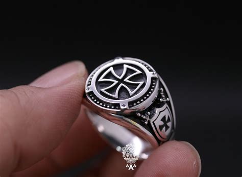 Cross Ring Silver Cross Ring Silver 925 Silver Cross Shield Ring Etsy