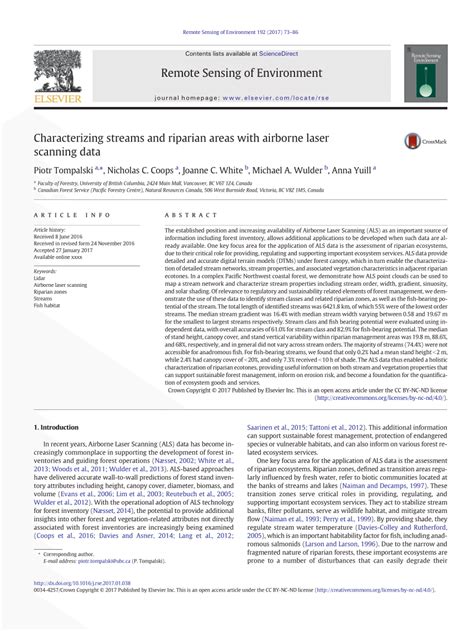 Pdf Characterizing Streams And Riparian Areas With Airborne Laser Scanning Data