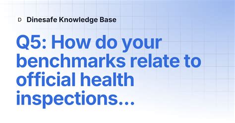 Q5 How Do Your Benchmarks Relate To Official Health Inspections And Ratings Dinesafe