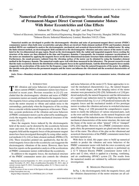 Pdf Numerical Prediction Of Electromagnetic Vibration And Noise Of Permanent Magnet Direct
