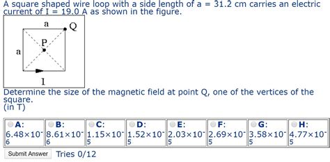 Solved A Square Shaped Wire Loop With A Side Length Of A Chegg