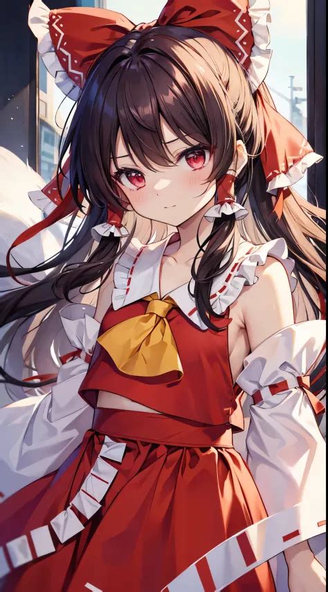Reimu Hakurei Brown Eyes 1 5 Brown Hair Bow Hair Bow Seaart Ai