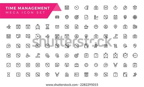 Time Clock Calendar Timer Line Icons Stock Vector Royalty Free 2282295015 Shutterstock