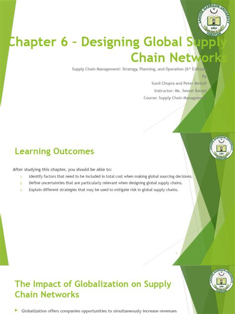 Chapter 6 Designing Global Supply Chain Networks Pdf Risk Supply Chain