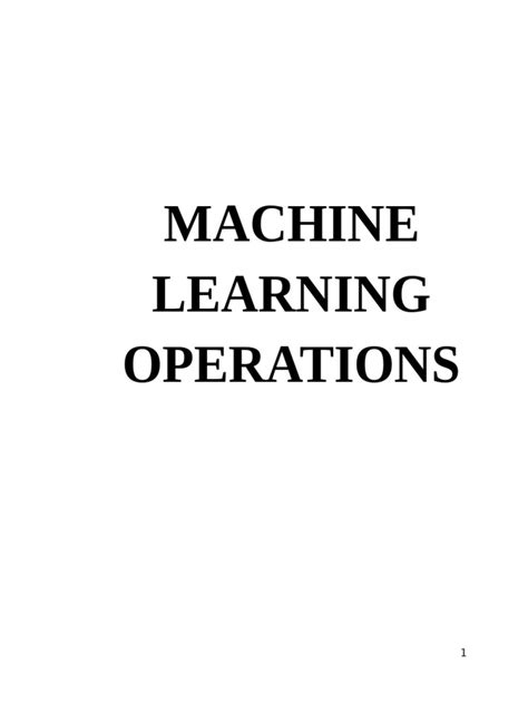 Machine Learning Operations Pdf