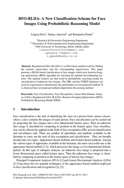 Pdf Bfo Rlda A New Classification Scheme For Face Images Using