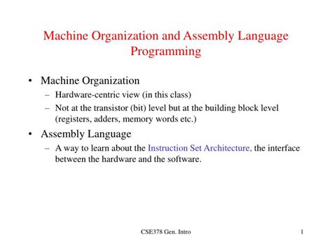 Ppt Machine Organization And Assembly Language Programming Powerpoint