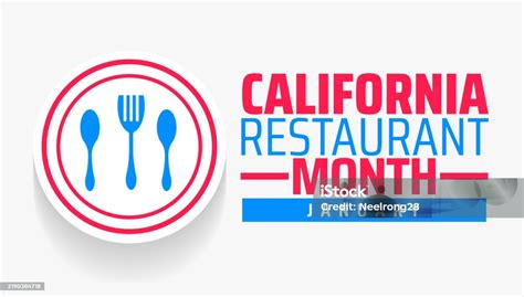 캘리포니아 레스토랑의 달 배경 배너 또는 포스터 디자인 템플릿 매년 1 월에 관찰됩니다 12월에 대한 스톡 벡터 아트 및 기타 이미지 12월 공휴일 기민 Istock