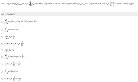 Solved N For A Sequence Ann 1 Lets 2n 1 Denote Its
