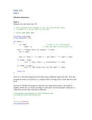 Lab5 1 COSC175 Docx COSC 175 Lab 5 Selection Structures Task 1 Bring