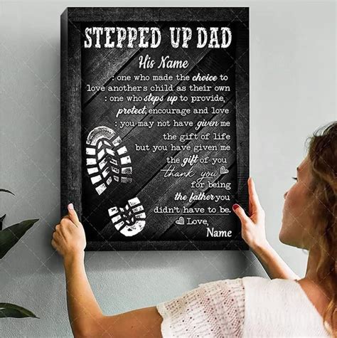 Personalized Stepped Up Dad Canvas Happy Fathers Day Canvas Best T For Step Dad