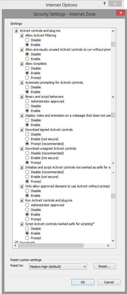Enabling Activex Controls