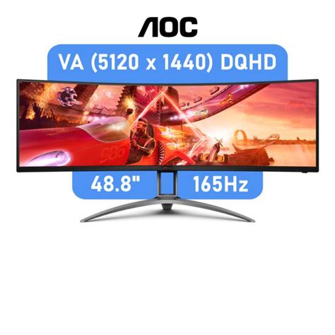 AOC AGON 48 8 VA DQHD 165Hz AG493UCX2 Curved Gaming Monitor Monitors